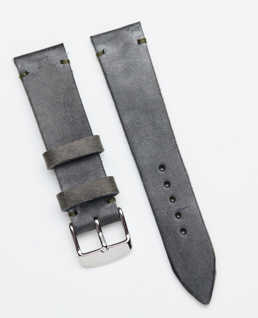 Gray pull-up leather watch strap 20 mm - SHOP.CH24.PL